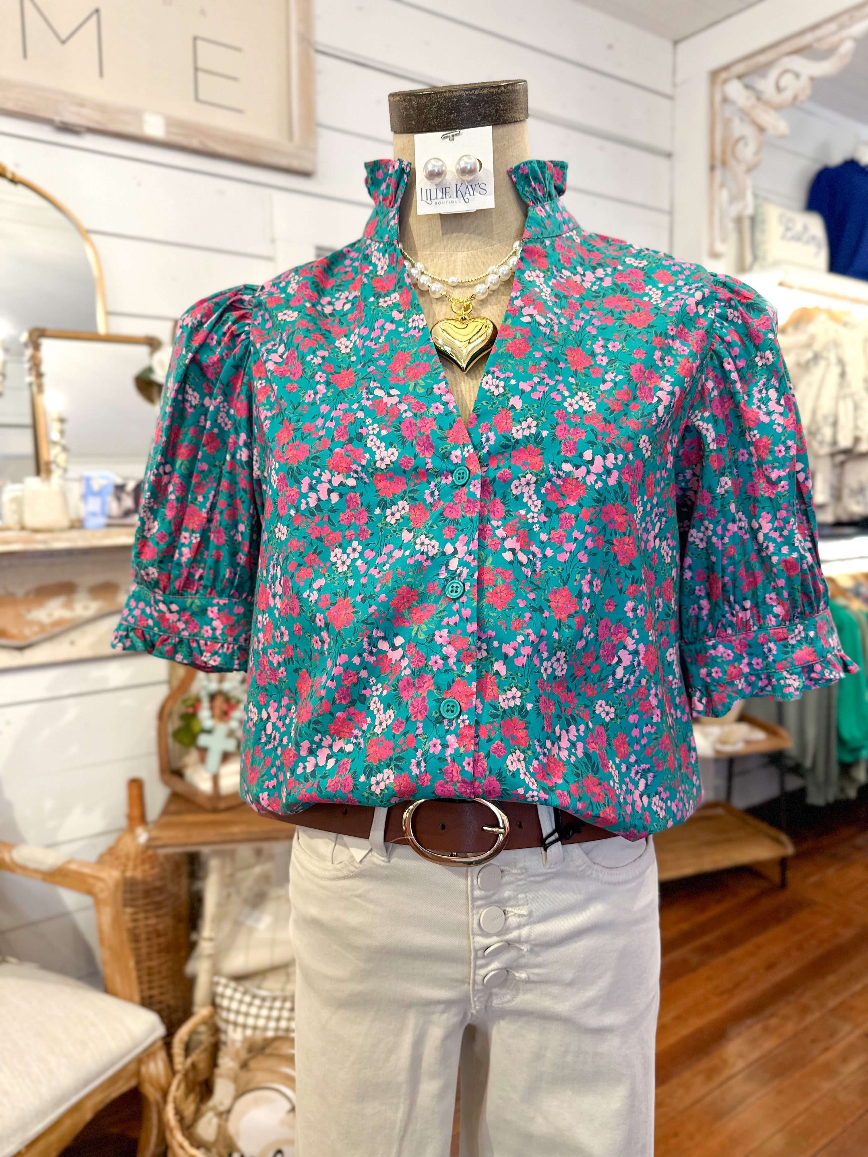 Zoe Top - Green – Lillie Kay's Boutique